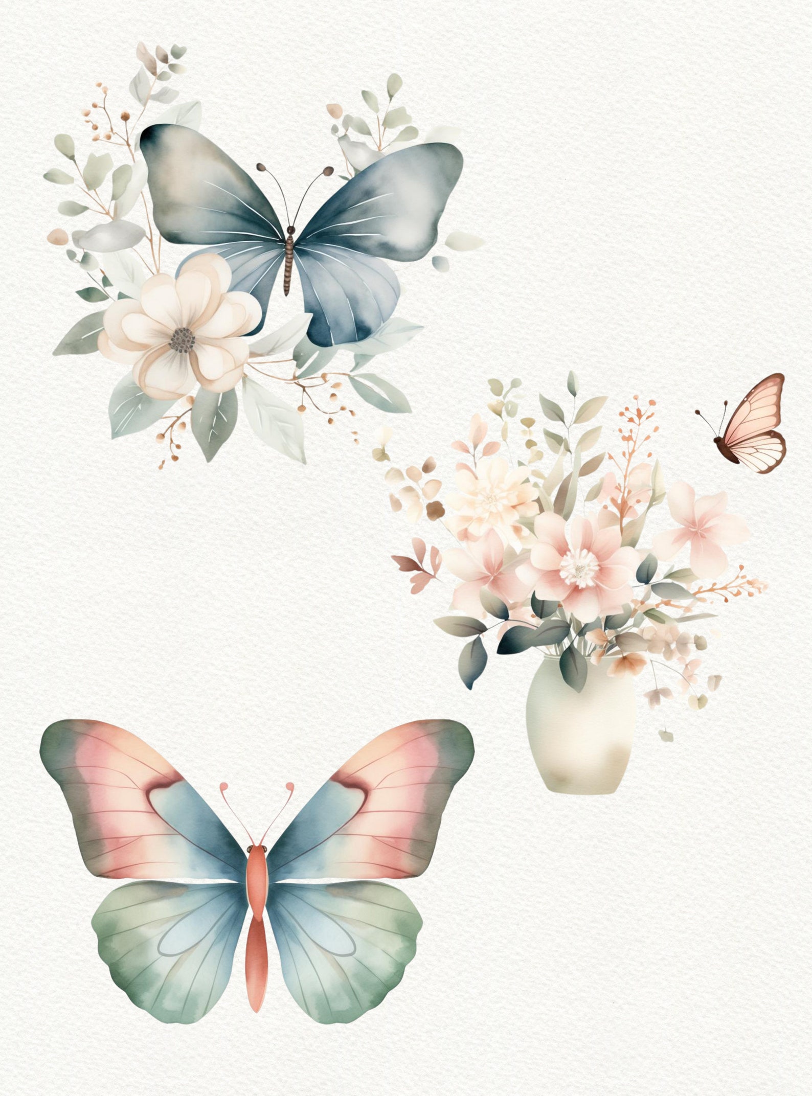 Butterfly Clipart, Boho Butterfly Clipart, Butterfly Clipart PNG ...