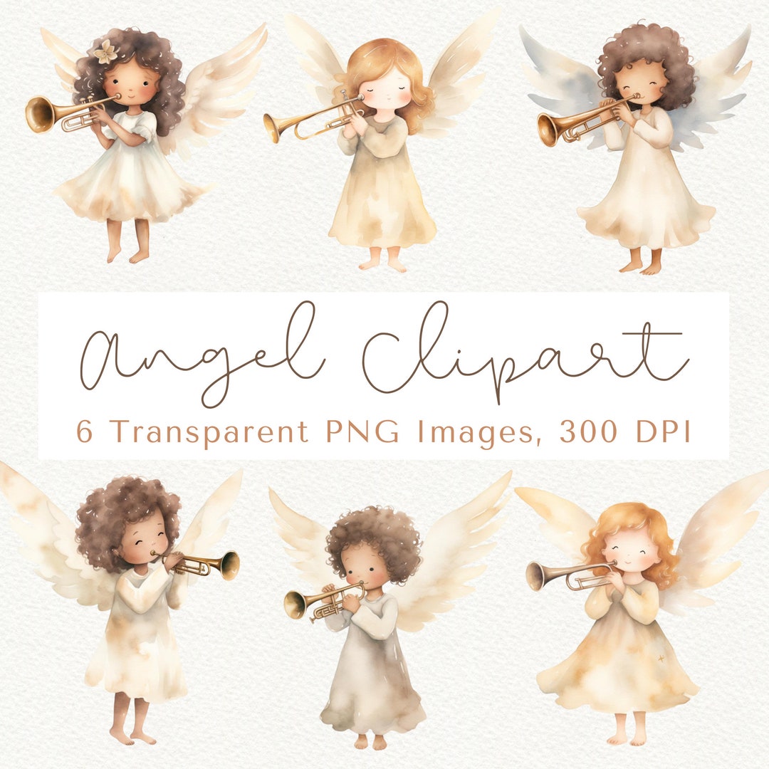 Christmas Angel Watercolor Clipart, 6 PNG Images (300 DPI) - Etsy