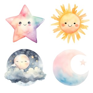 Outer Space Clipart, Watercolor Cute Space Clipart, Space Girl Clipart ...
