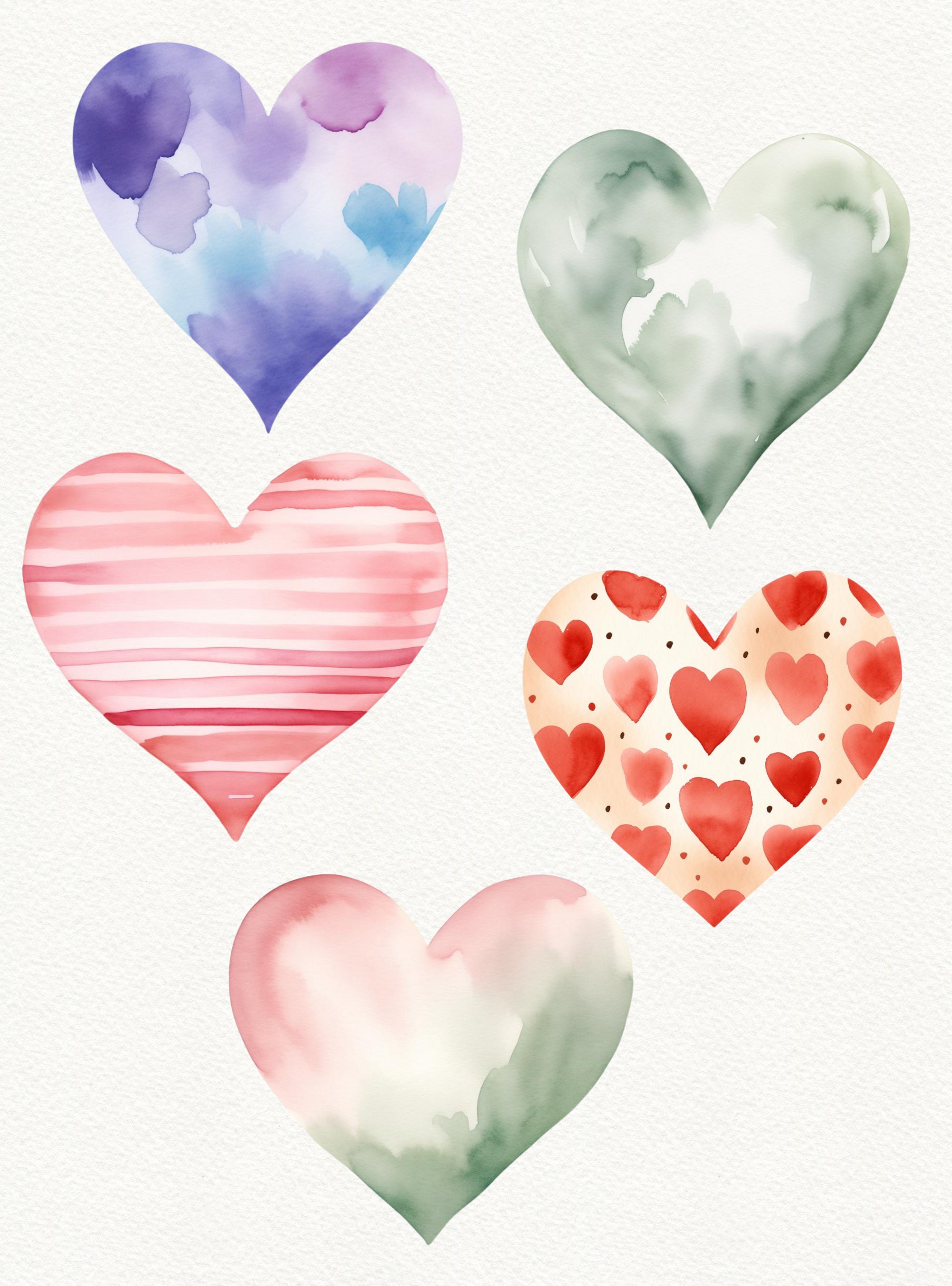Clipart Heart, Watercolor Heart Clipart, Valentines Clipart, Heart ...