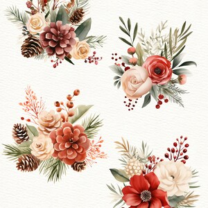 Christmas Flower Clipart, Poinsettia Clipart, Winter Floral Clipart ...