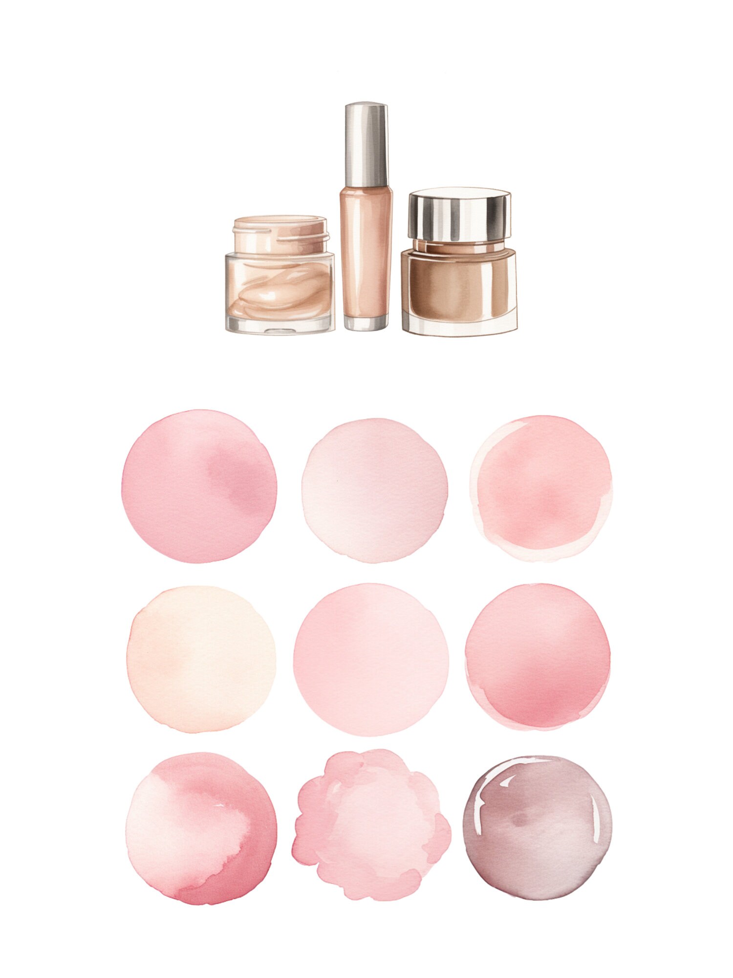 Watercolor Cute Makeup Clipart, Pink Cosmetics Clipart, Fashion Clipart ...