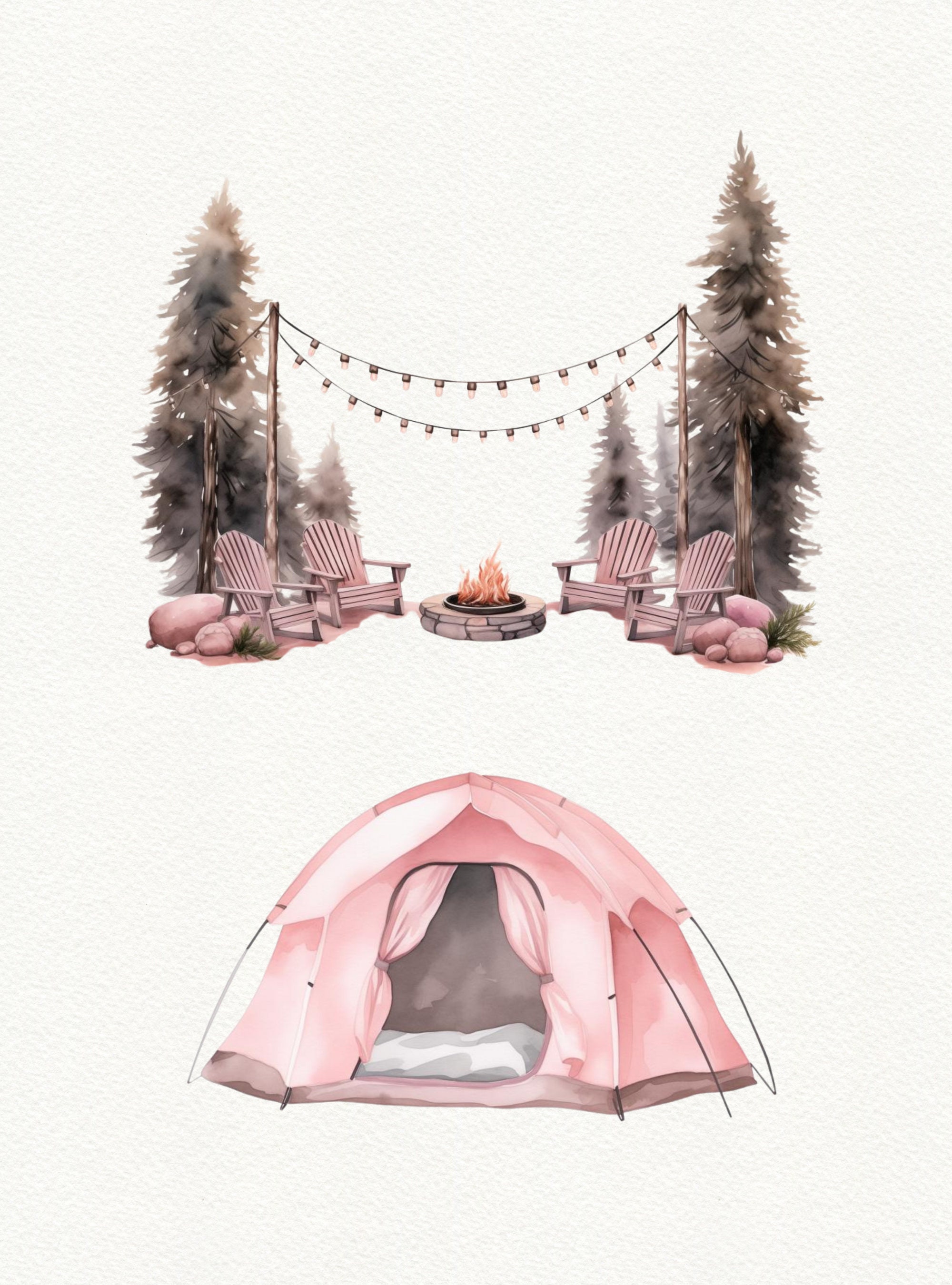 Camping Clipart, Girl Camping Clipart, Campfire PNG, Camper PNG ...