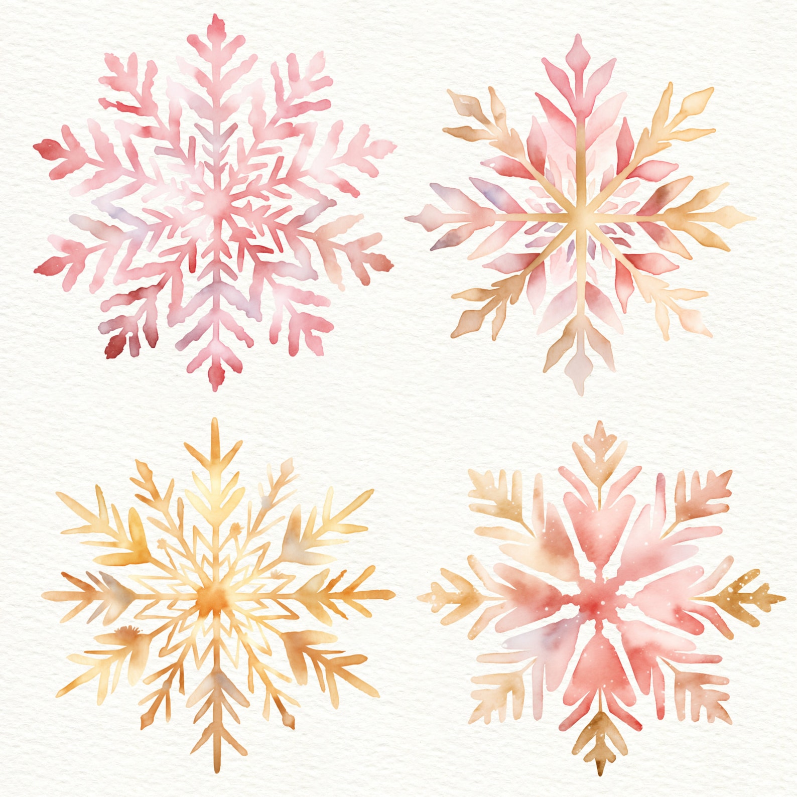 Snowflake Clipart, Pink Snowflake PNG, Gold Snowflake Clipart, Winter ...