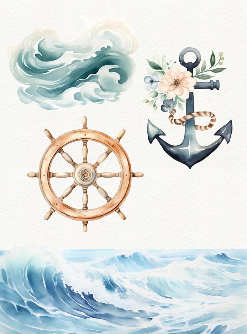 Nautical Clipart, Boho Clipart, Anchor Clipart, Anchor PNG, Ocean ...