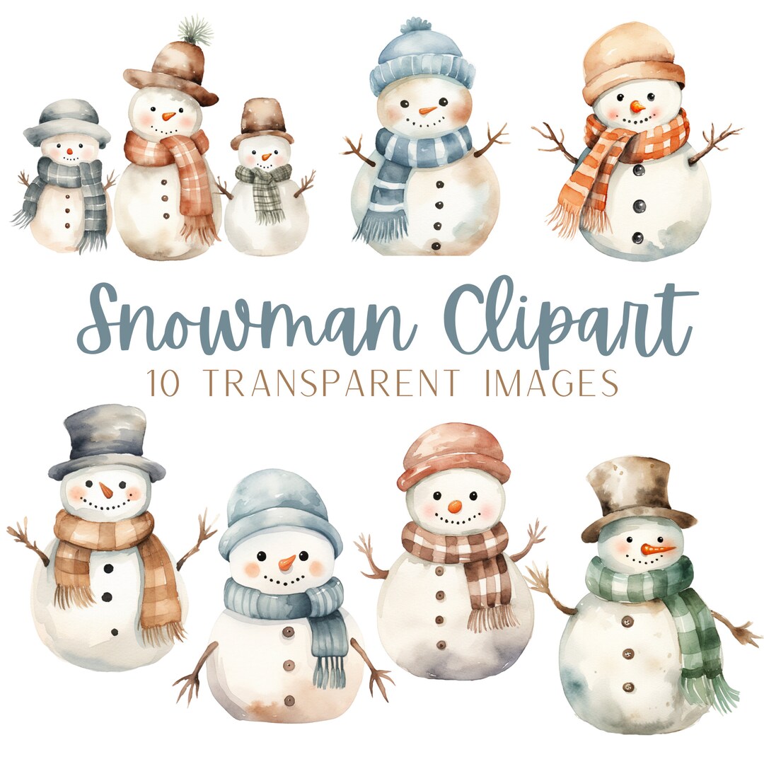 Cute Snowman Clipart Winter Clipart Snowman Graphics - Etsy