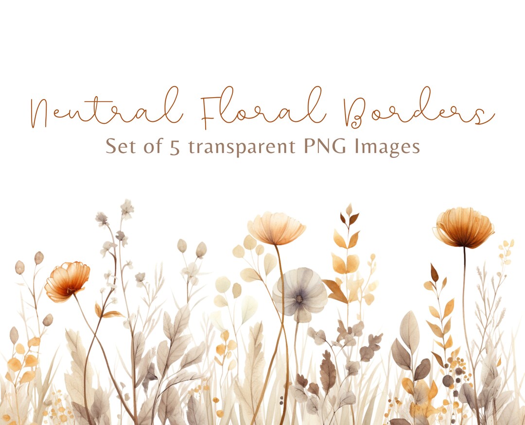 Boho Floral Border Clipart, Rust Floral Clipart, Fall Floral Clipart ...
