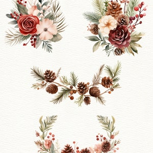 Christmas Flower Clipart, Poinsettia Clipart, Winter Floral Clipart ...