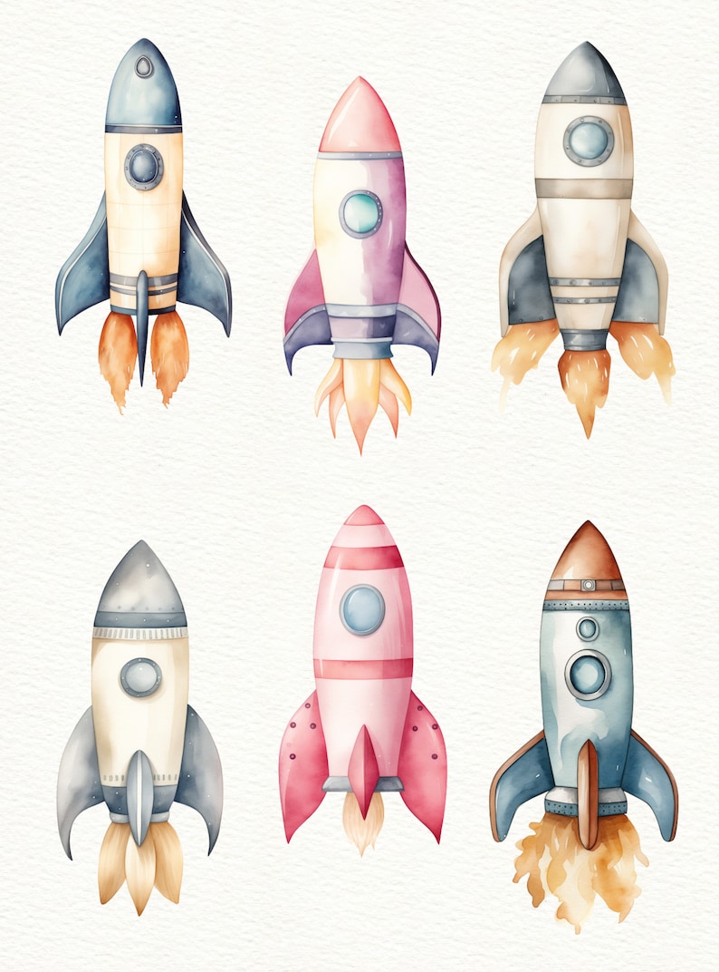 Rocketship Clipart, Spaceship Clipart, Space Graphics, Rocket PNG ...