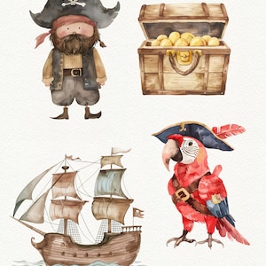 Watercolor Pirate Clipart Set: PNG Images (digital Download) - Etsy