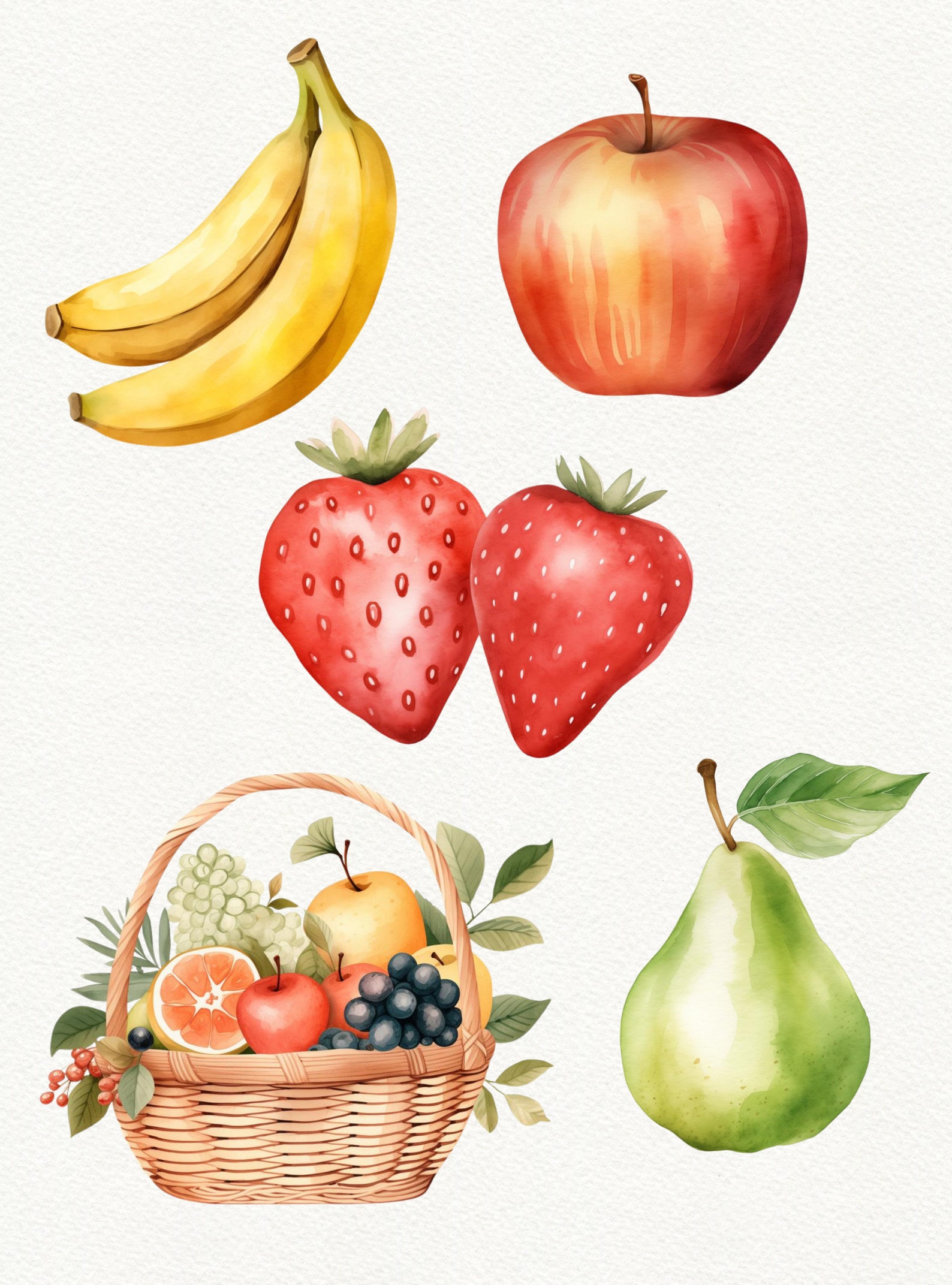 Cute Fruit Clipart, Food Clipart, Strawberry Clipart, Meal Prep Clipart ...