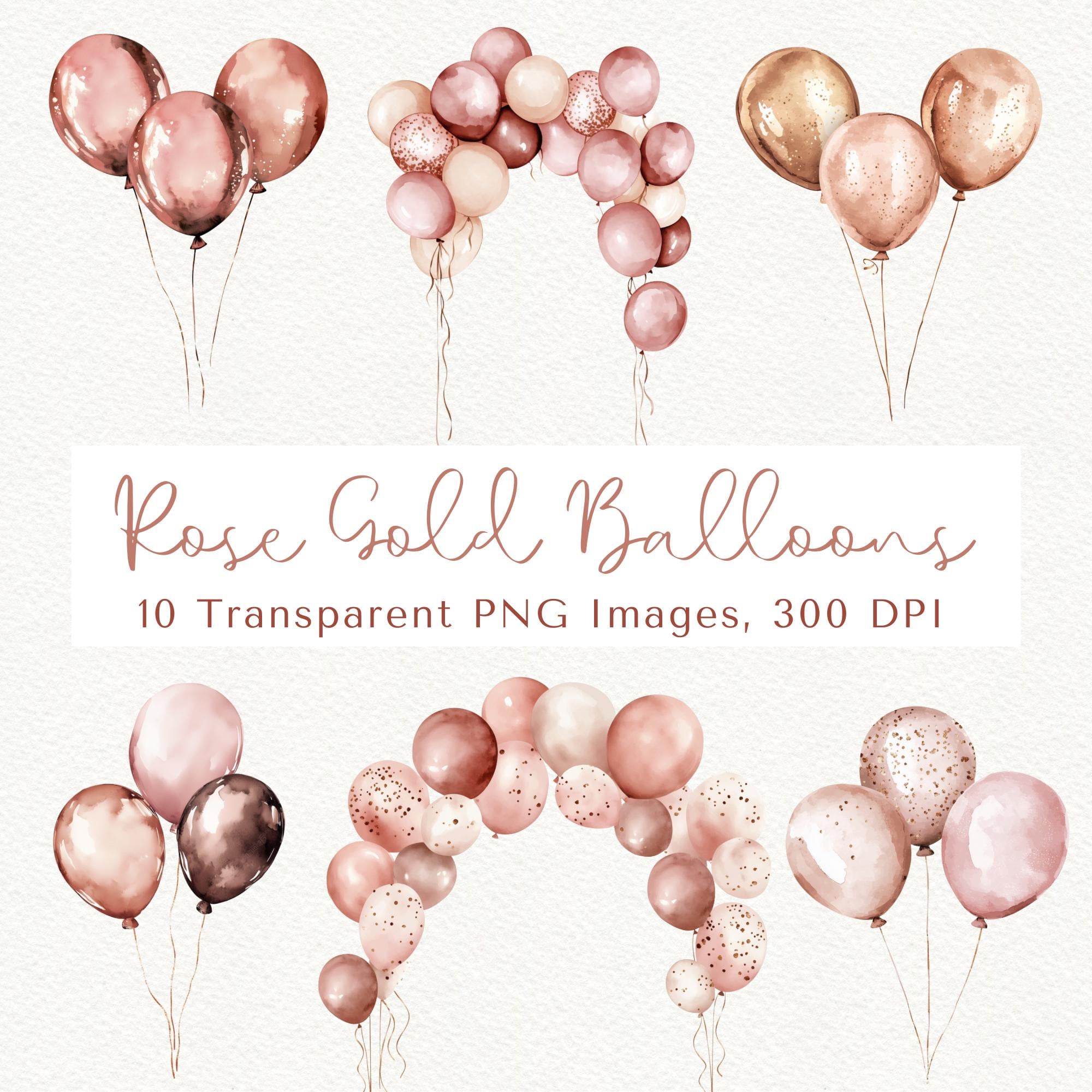 Rose Gold Balloons Clipart: Birthday Party PNG Images (300 DPI) - Etsy