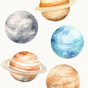 Watercolor Planets Clipart: Solar System PNG Images (digital Download ...