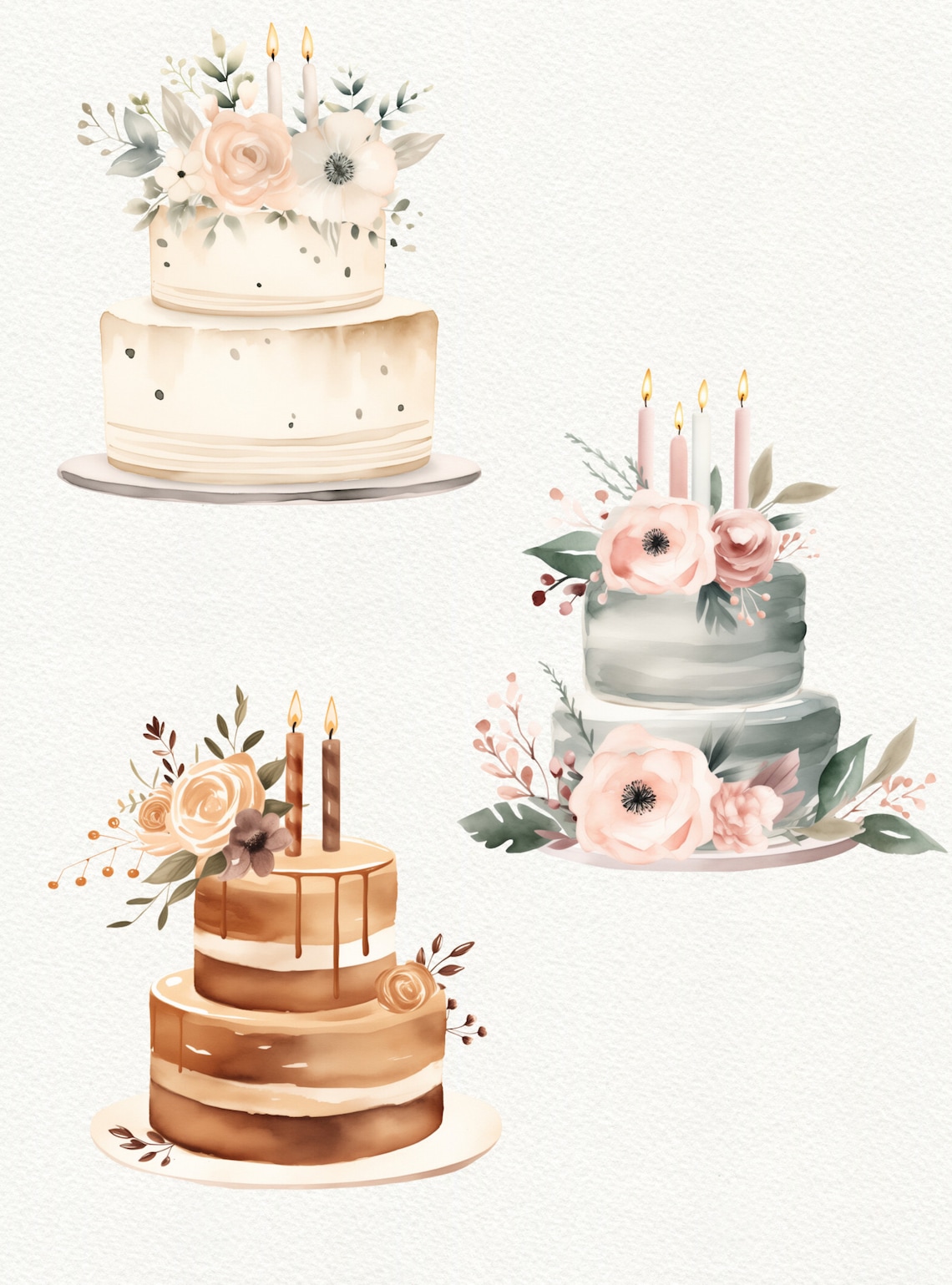 Birthday Cake Clipart Party Clipart Watercolor Birthday - Etsy