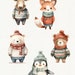 Watercolor Christmas Animal Clipart: Festive Winter PNG Images (digital ...