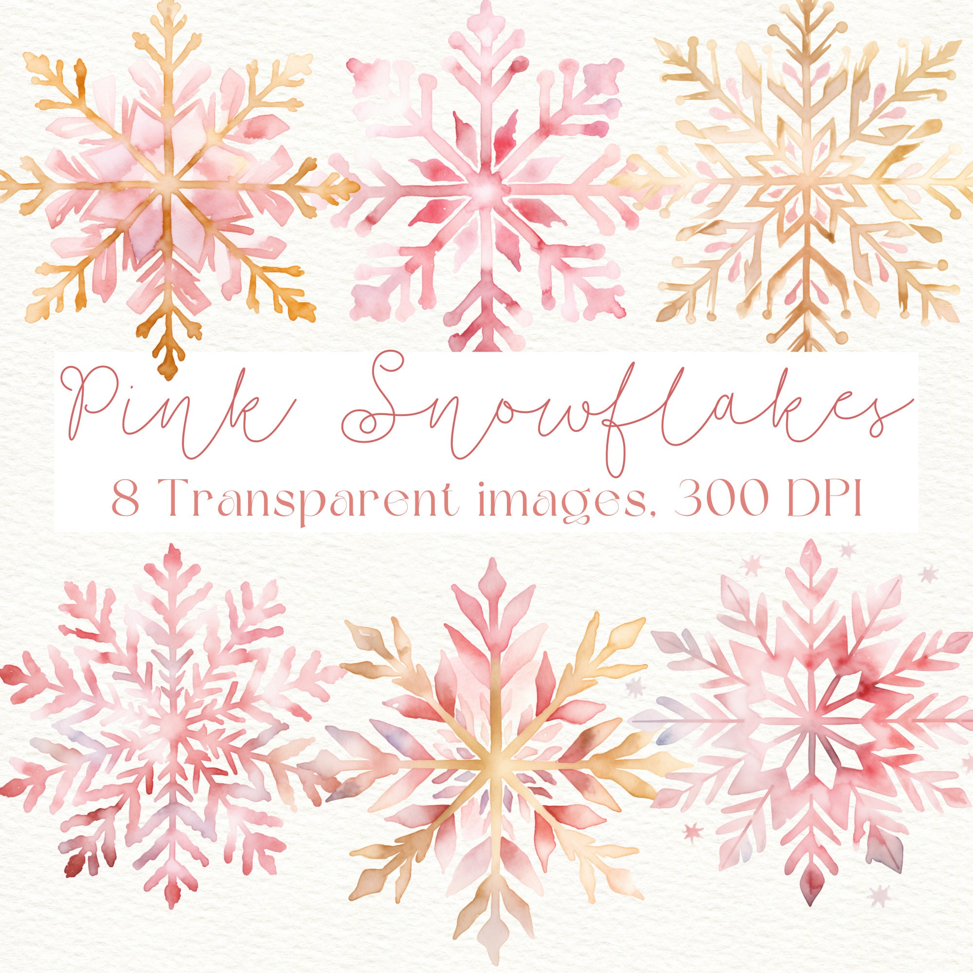 Snowflake Clipart, Pink Snowflake PNG, Gold Snowflake Clipart, Winter ...