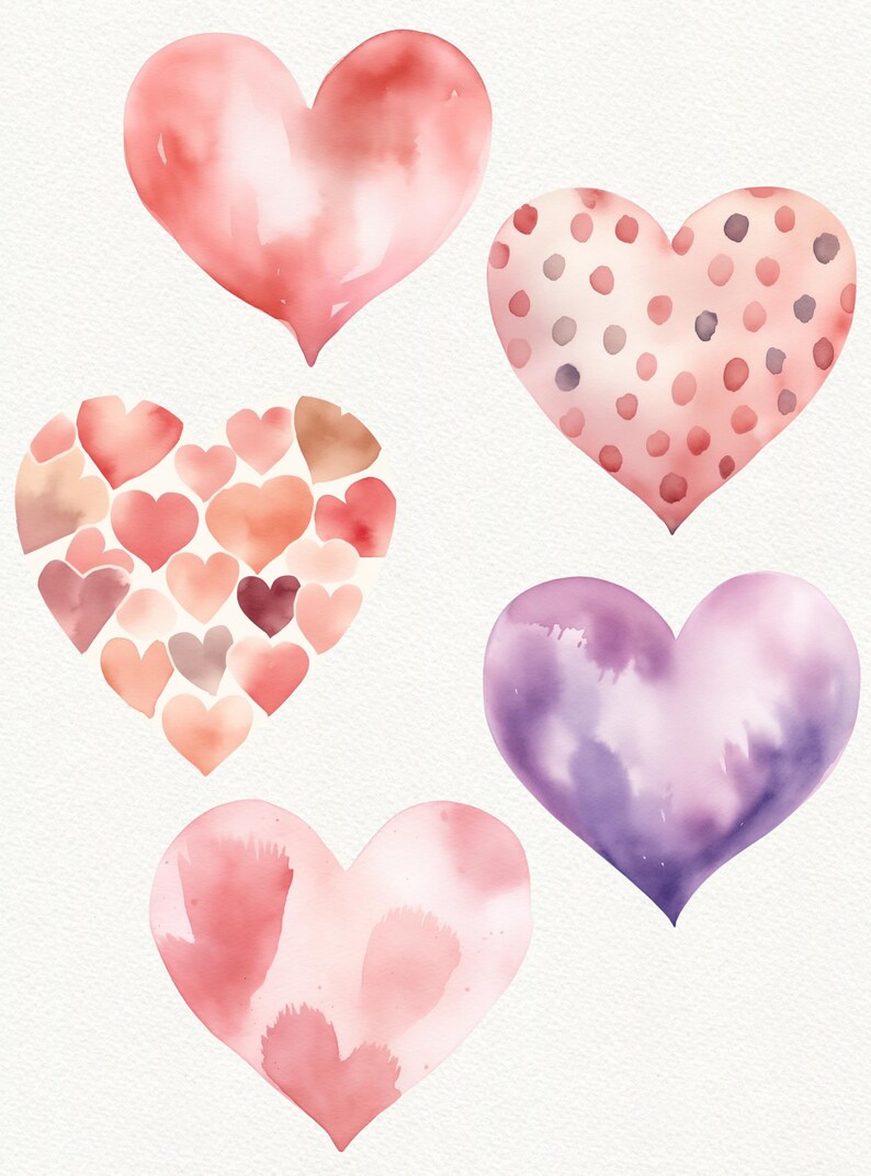 Clipart Heart, Watercolor Heart Clipart, Valentines Clipart, Heart ...