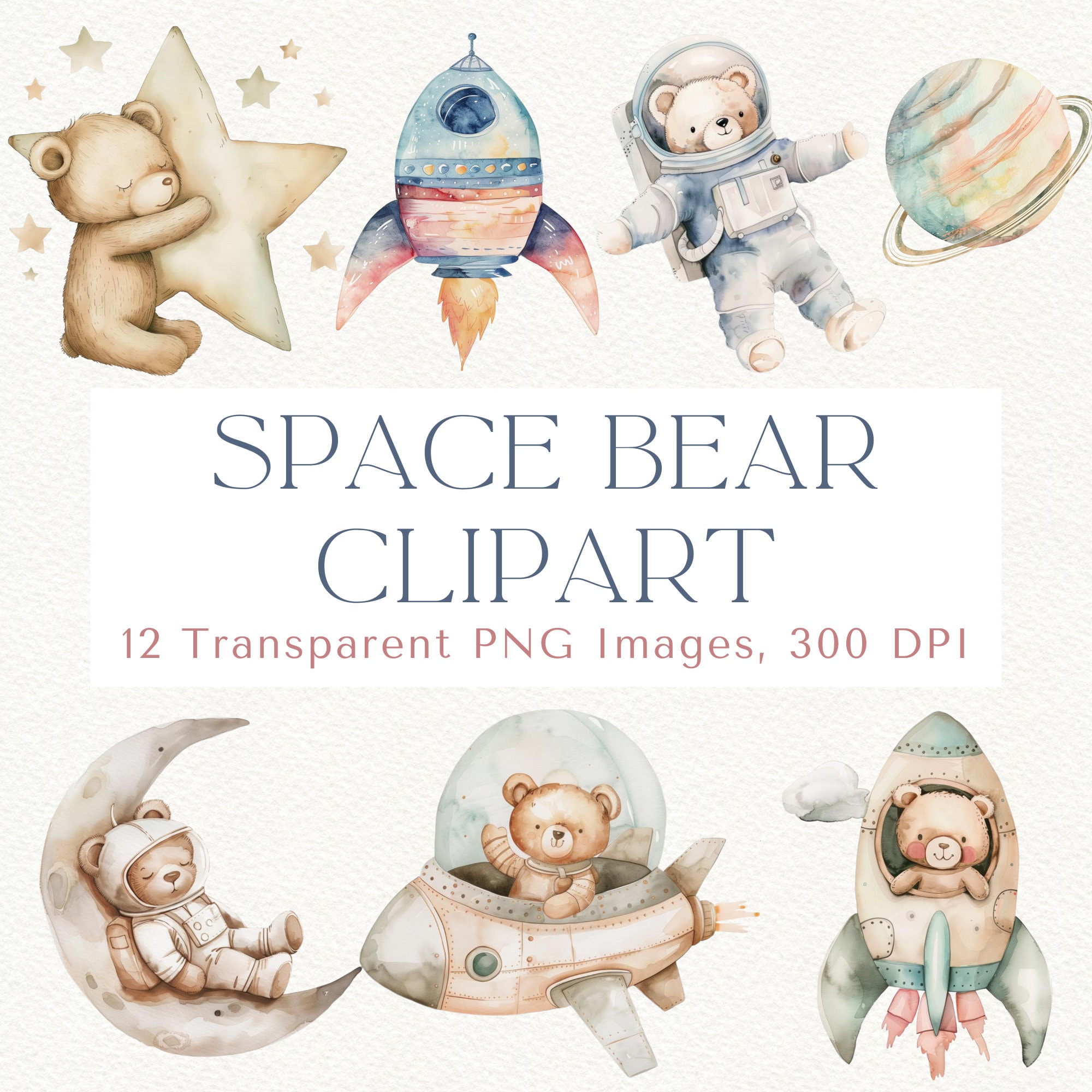 Teddy Bear Space Clipart, Bear Astronaut Clipart, Neutral Outer Space ...