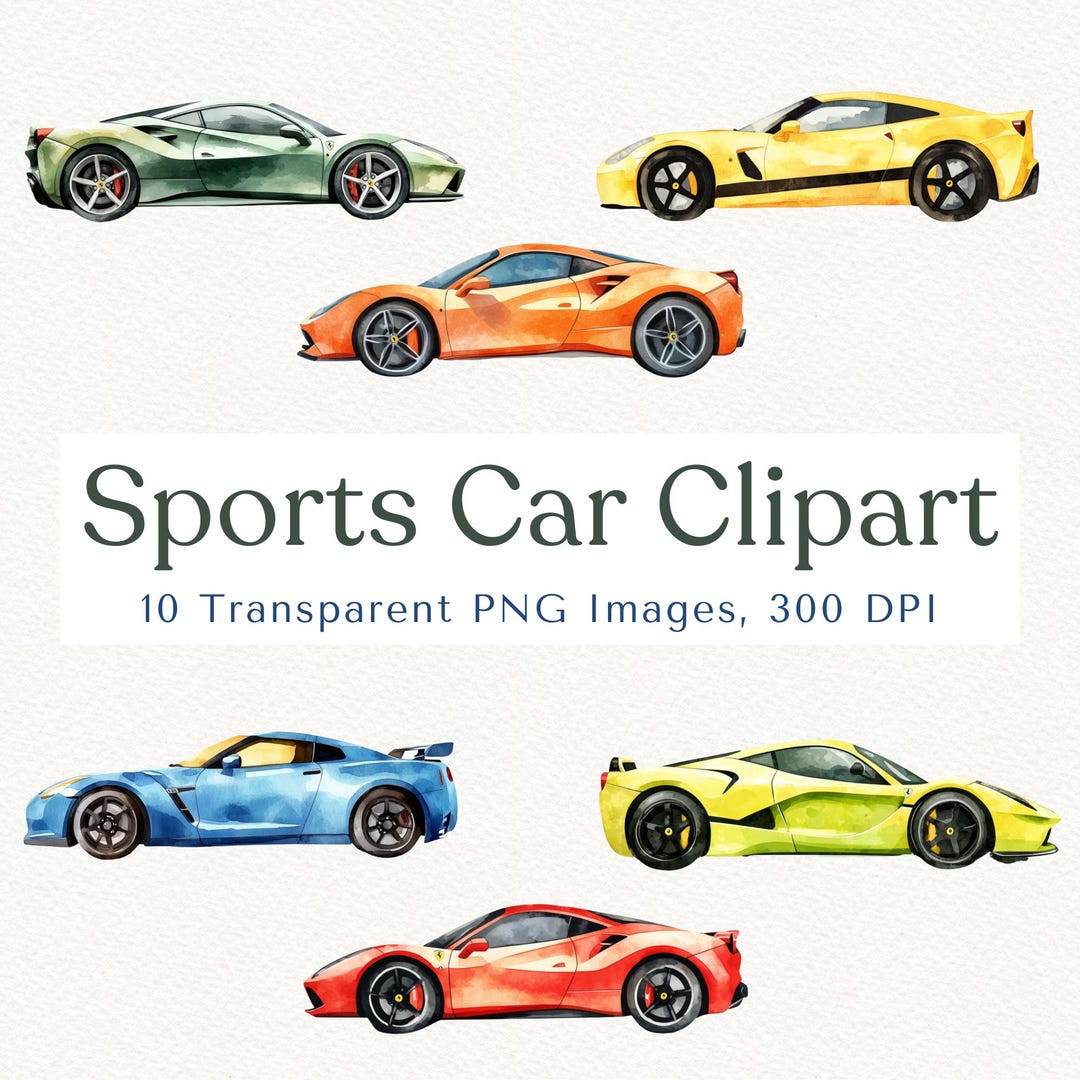 Sports Car Clipart: Racing Theme PNG Images (digital Download) - Etsy