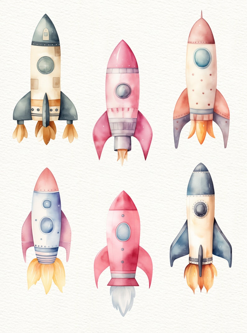 Rocketship Clipart, Spaceship Clipart, Space Graphics, Rocket PNG ...