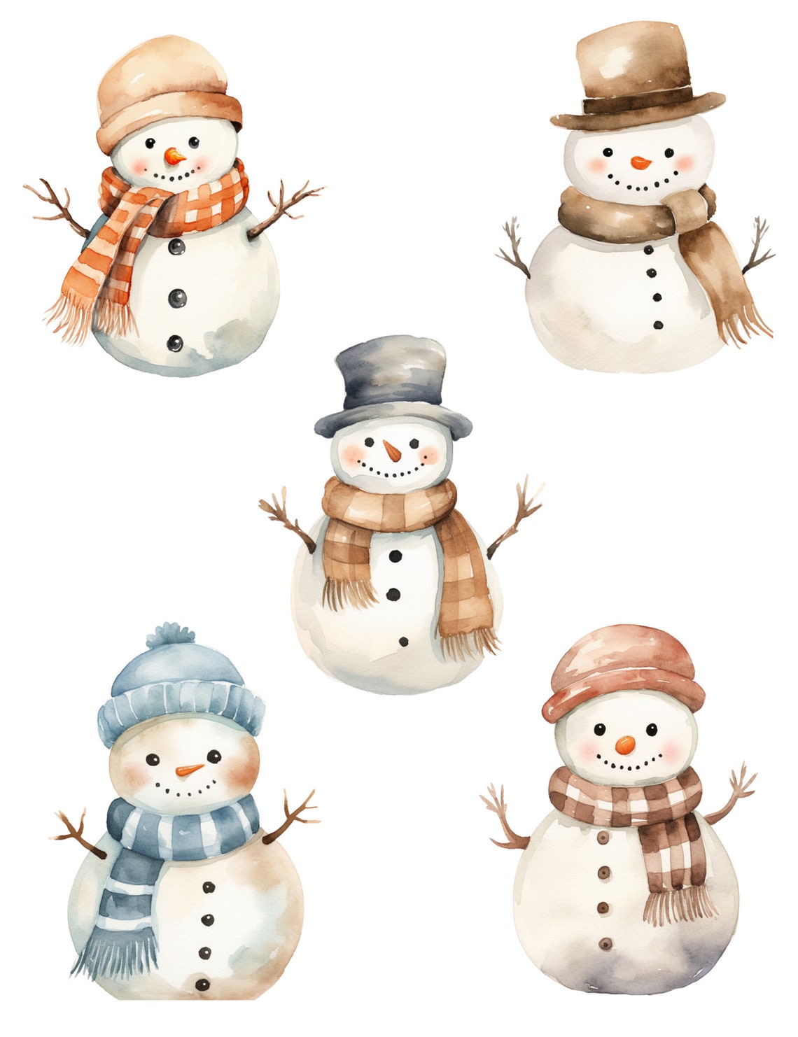 Cute Snowman Clipart Winter Clipart Snowman Graphics - Etsy