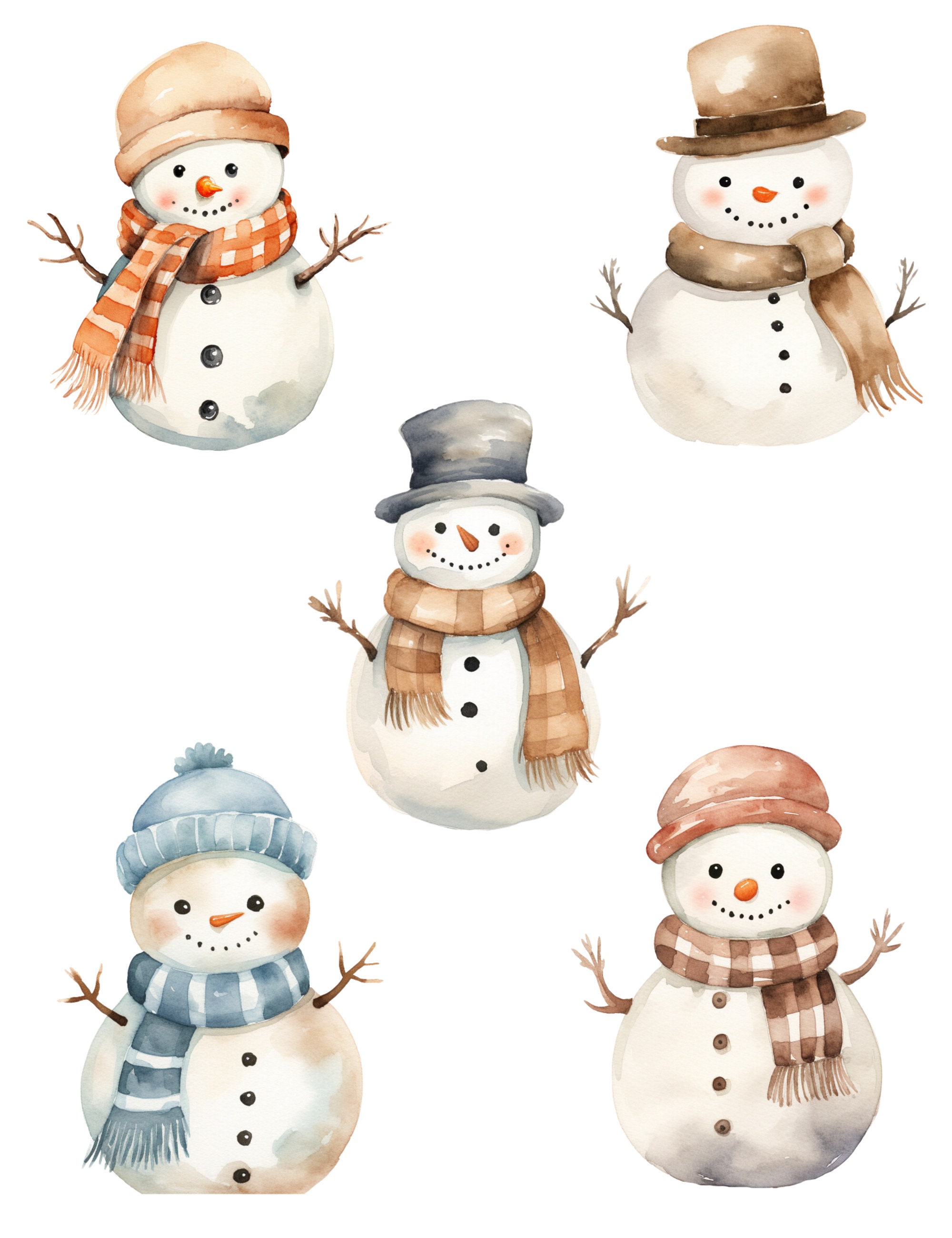 Cute Snowman Clipart Winter Clipart Snowman Graphics - Etsy