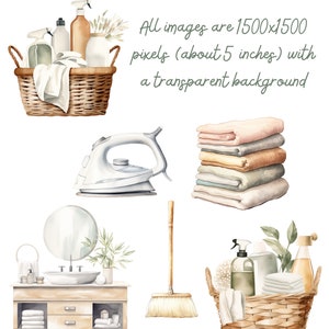 Cute Housekeeping Clipart Watercolor Cleaning Supplies - Etsy Australia