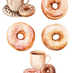 Watercolor Donut Clipart, Pastry Clipart, Dessert Clipart, Donut PNG ...