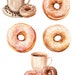 Watercolor Donut Clipart, Pastry Clipart, Dessert Clipart, Donut PNG ...