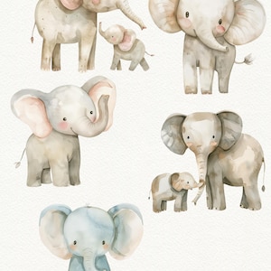 Whimsical Baby Elephant Clipart: Nursery PNG Images (digital Download ...