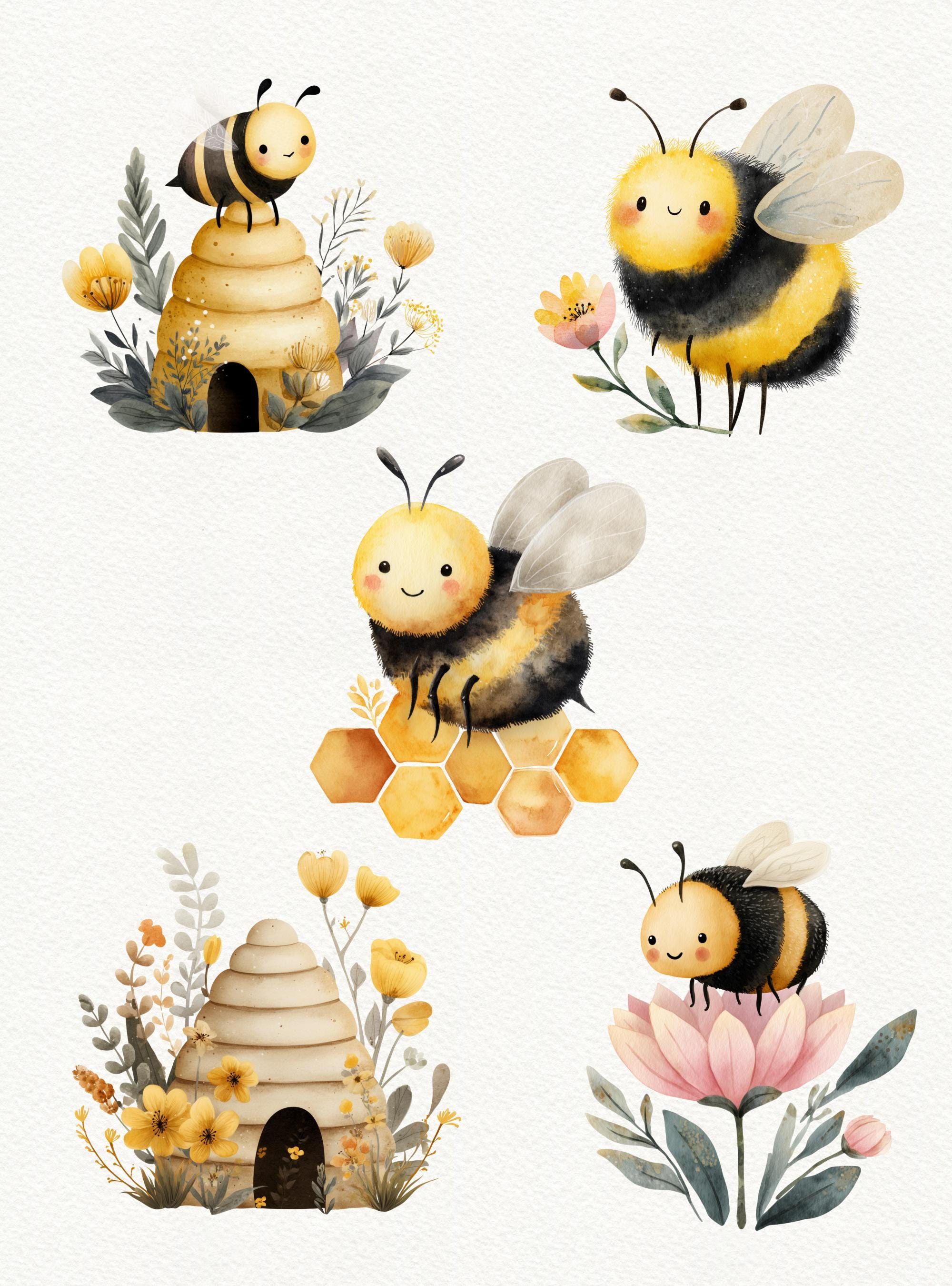Spring Bee Clipart, Honeybee PNG Graphics (digital Download) - Etsy