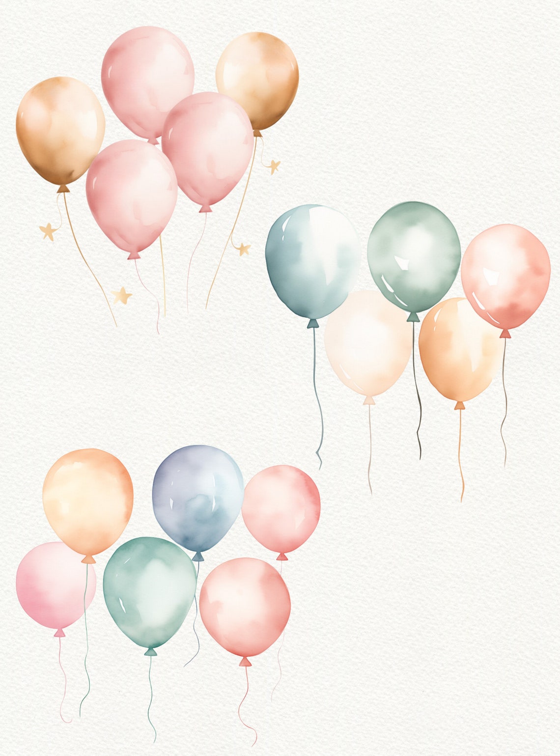Pastel Balloons Clipart, Watercolor Balloon Clipart, Balloon PNG ...