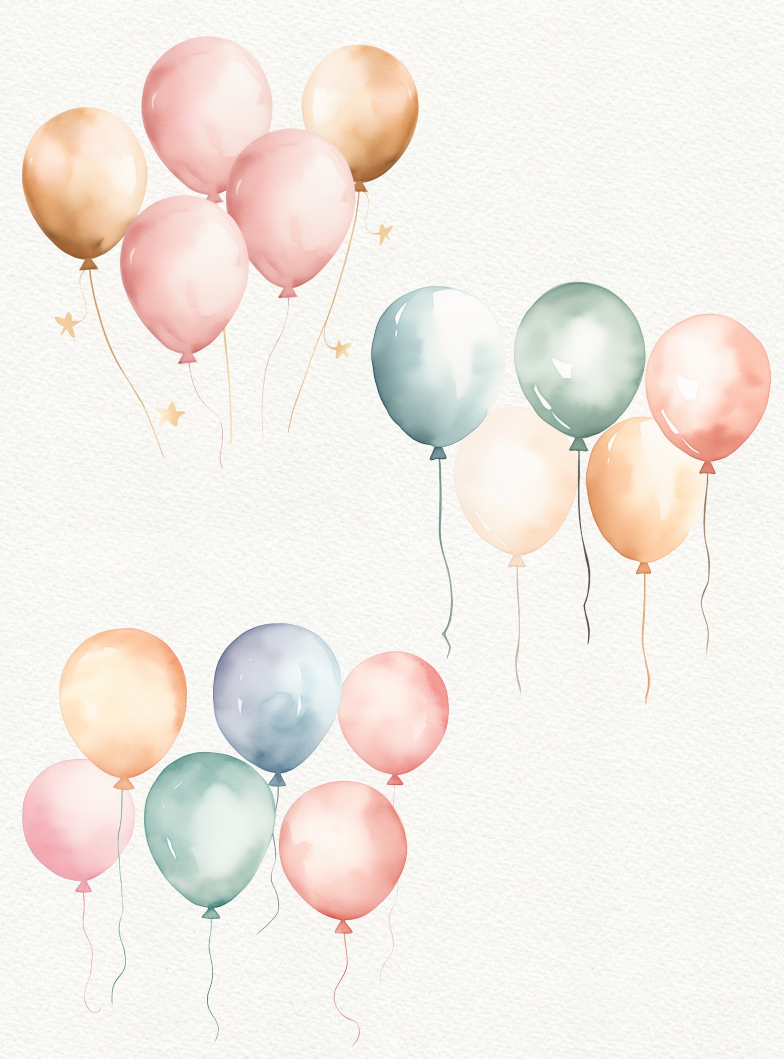 Pastel Balloons Clipart, Watercolor Balloon Clipart, Balloon PNG ...