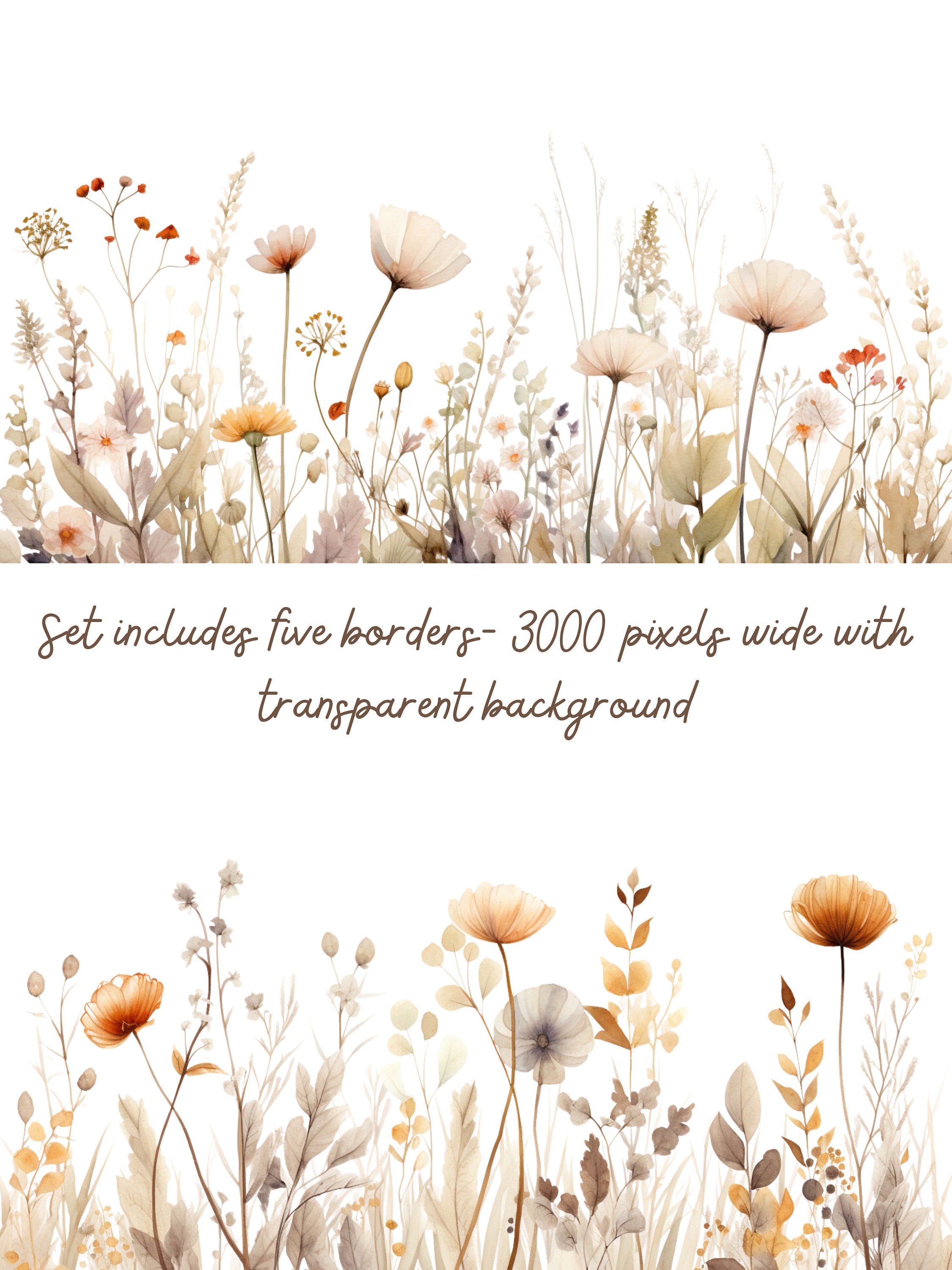 Boho Floral Border Clipart Rust Floral Clipart Fall Floral - Etsy