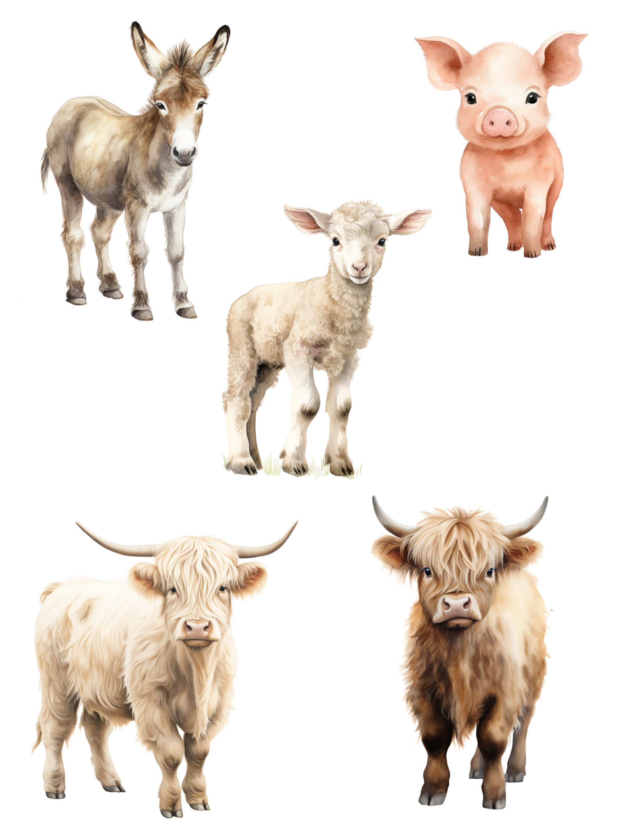 Farm Animals Clipart, Farm Watercolor Clipart, Barnyard Clipart ...