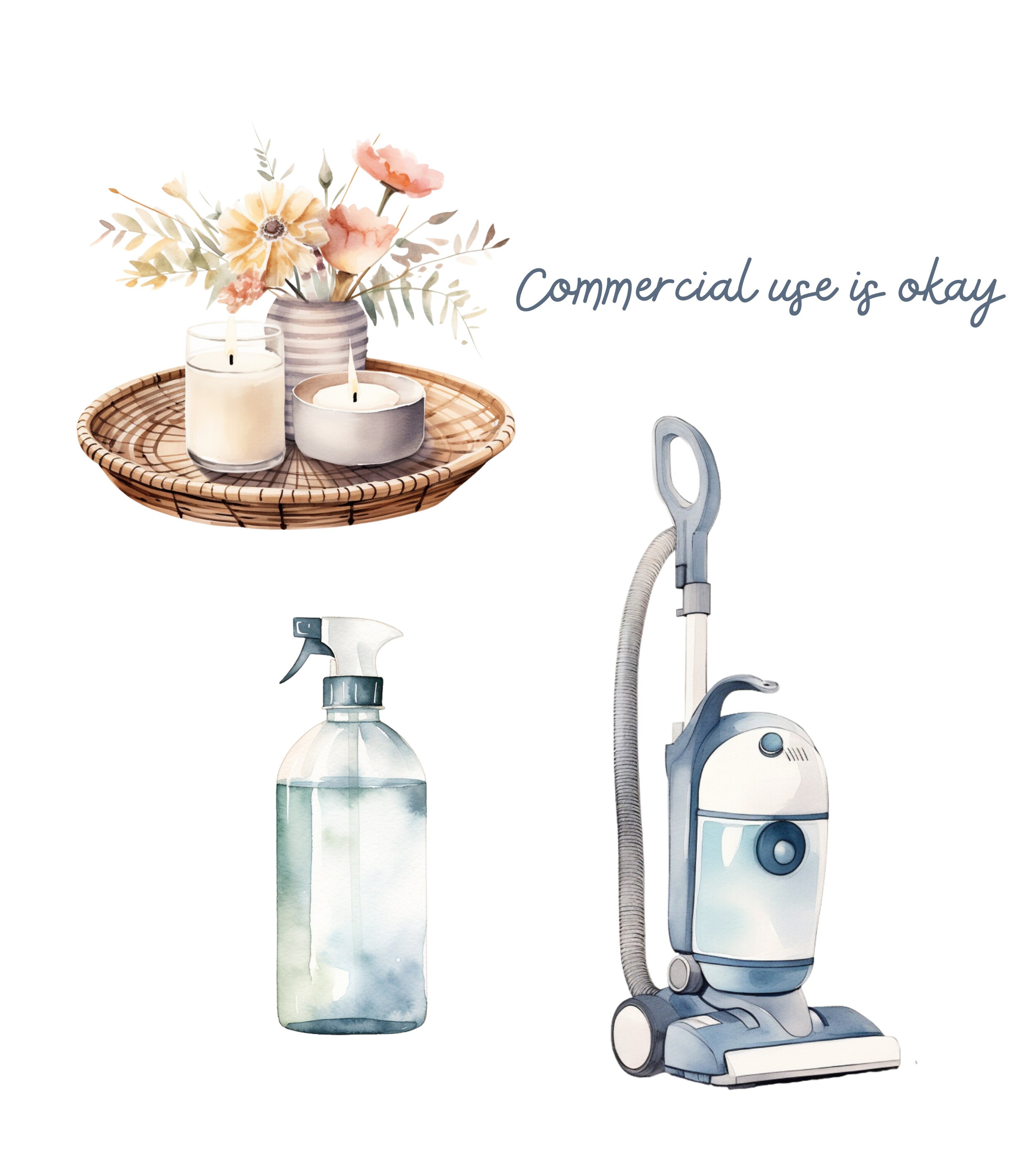 Cute Housekeeping Clipart Watercolor Cleaning Supplies - Etsy Australia
