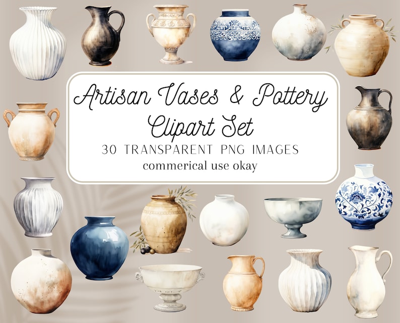 Watercolor Vase Clipart: Pottery Graphics Bundle (digital Download) - Etsy
