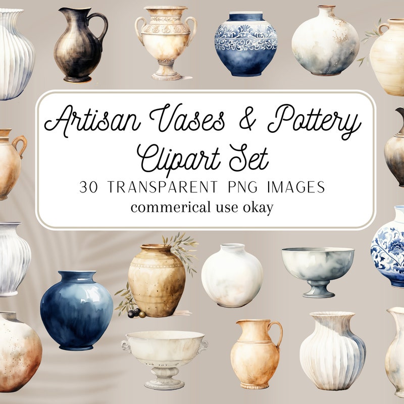 Watercolor Vases Clipart - Etsy
