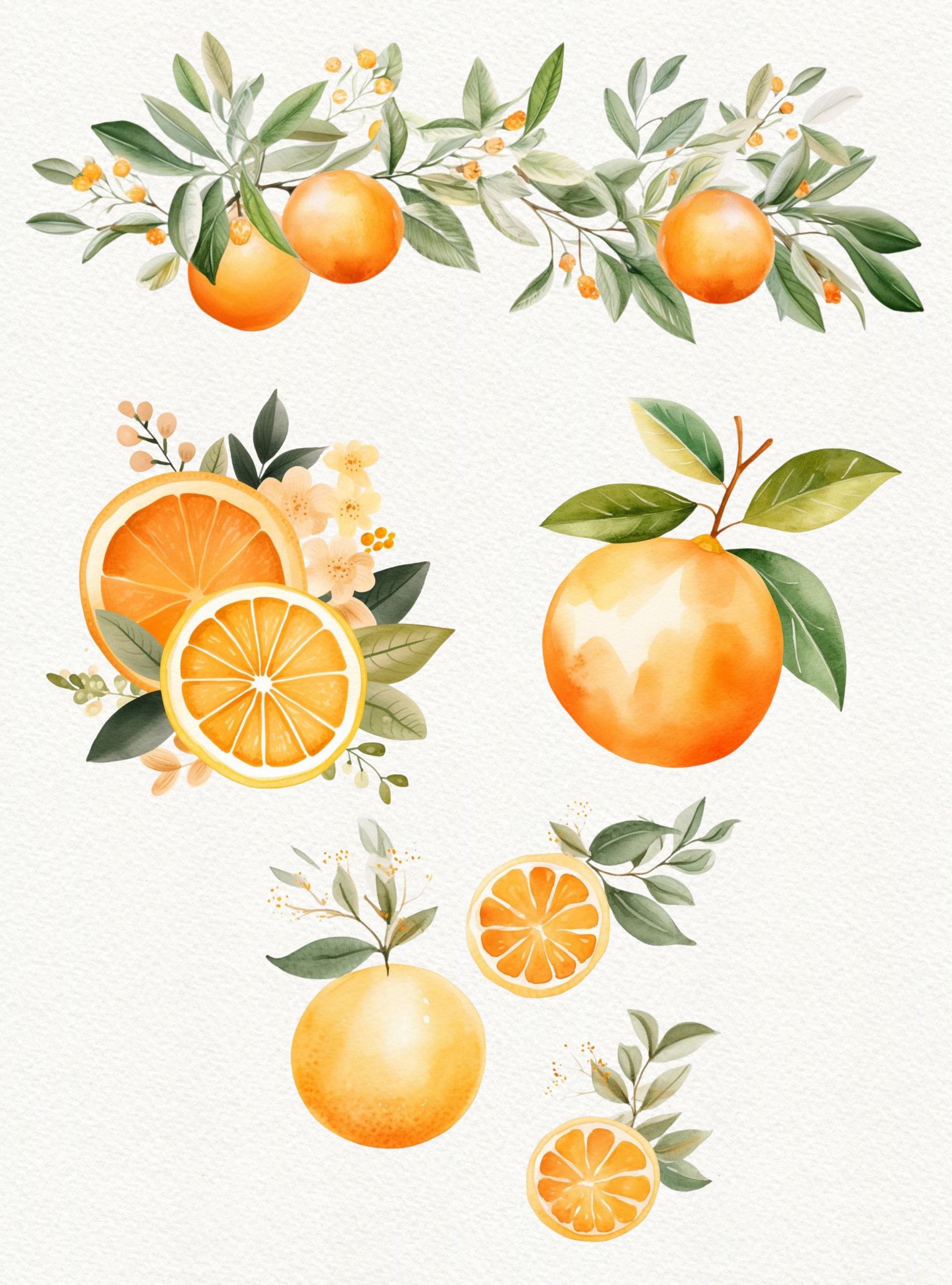 Watercolor Orange Clipart, Citrus Clipart, Oranges Clipart, Fruit ...