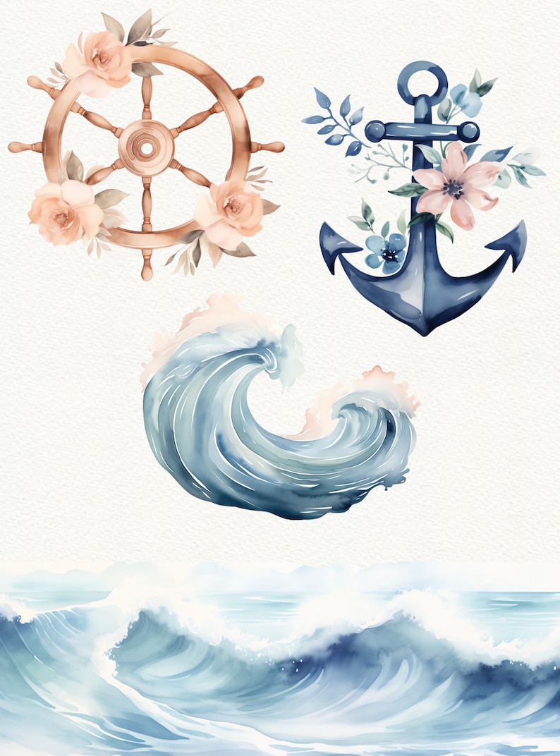 Nautical Clipart, Boho Clipart, Anchor Clipart, Anchor PNG, Ocean ...
