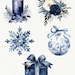 Blue Christmas Clipart: Watercolor Winter PNG Images (digital Download ...