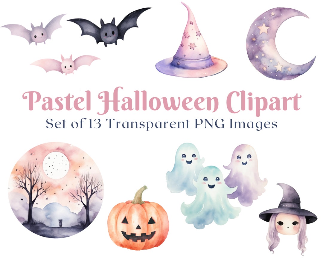 Pastel Halloween Clipart, Clipart Halloween, Pastel Clipart, Ghost ...