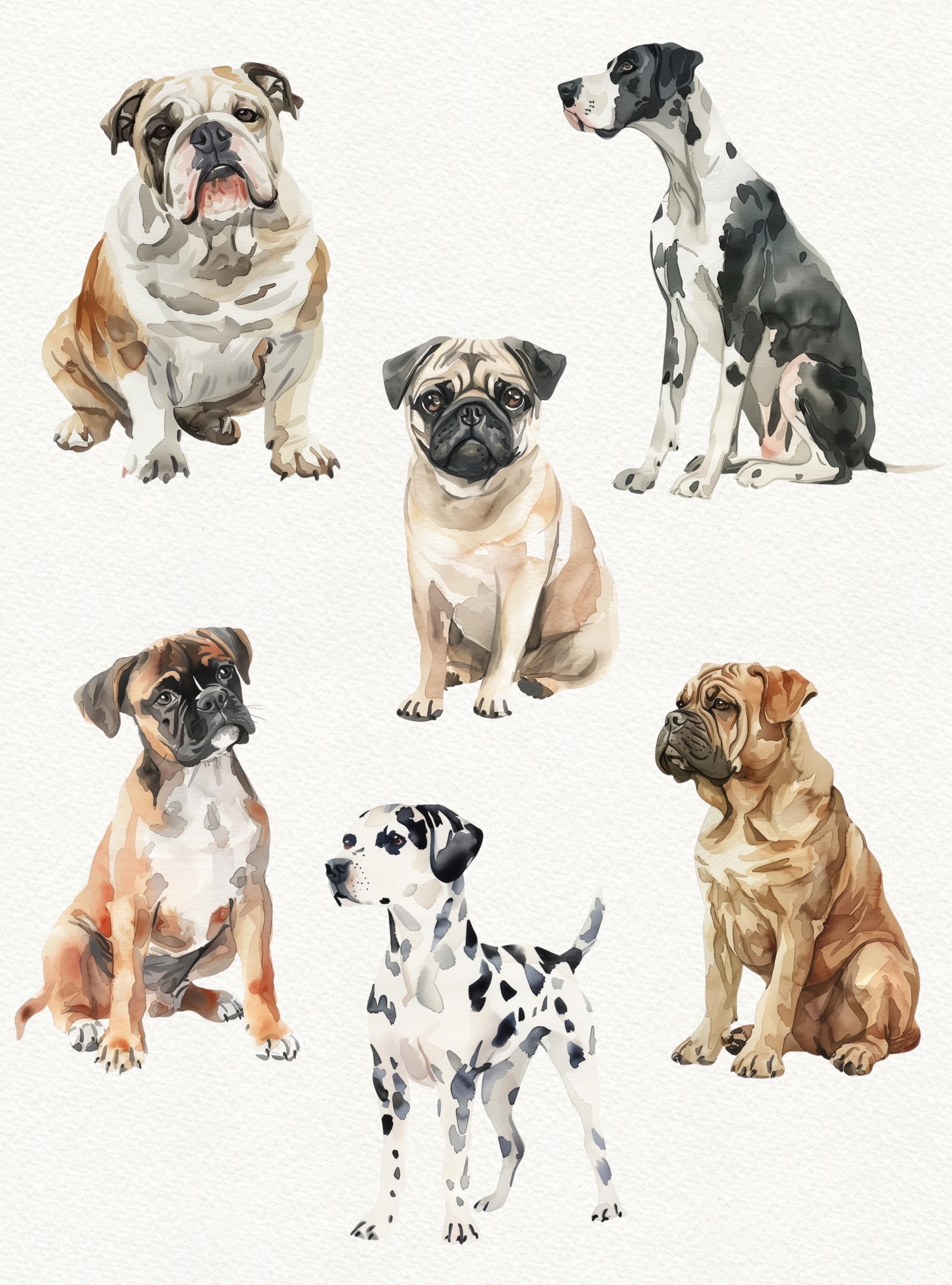 Dog Breeds Clipart: 18 Watercolor Puppy PNG Images (300 DPI) - Etsy