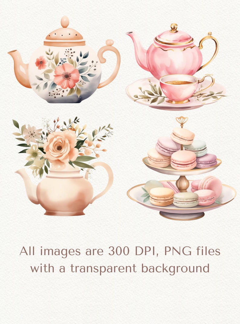 Tea Time Clipart Tea Clipart Tea Party Clipart High Tea - Etsy