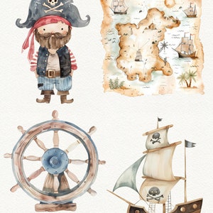 Watercolor Pirate Clipart Set: PNG Images (digital Download) - Etsy