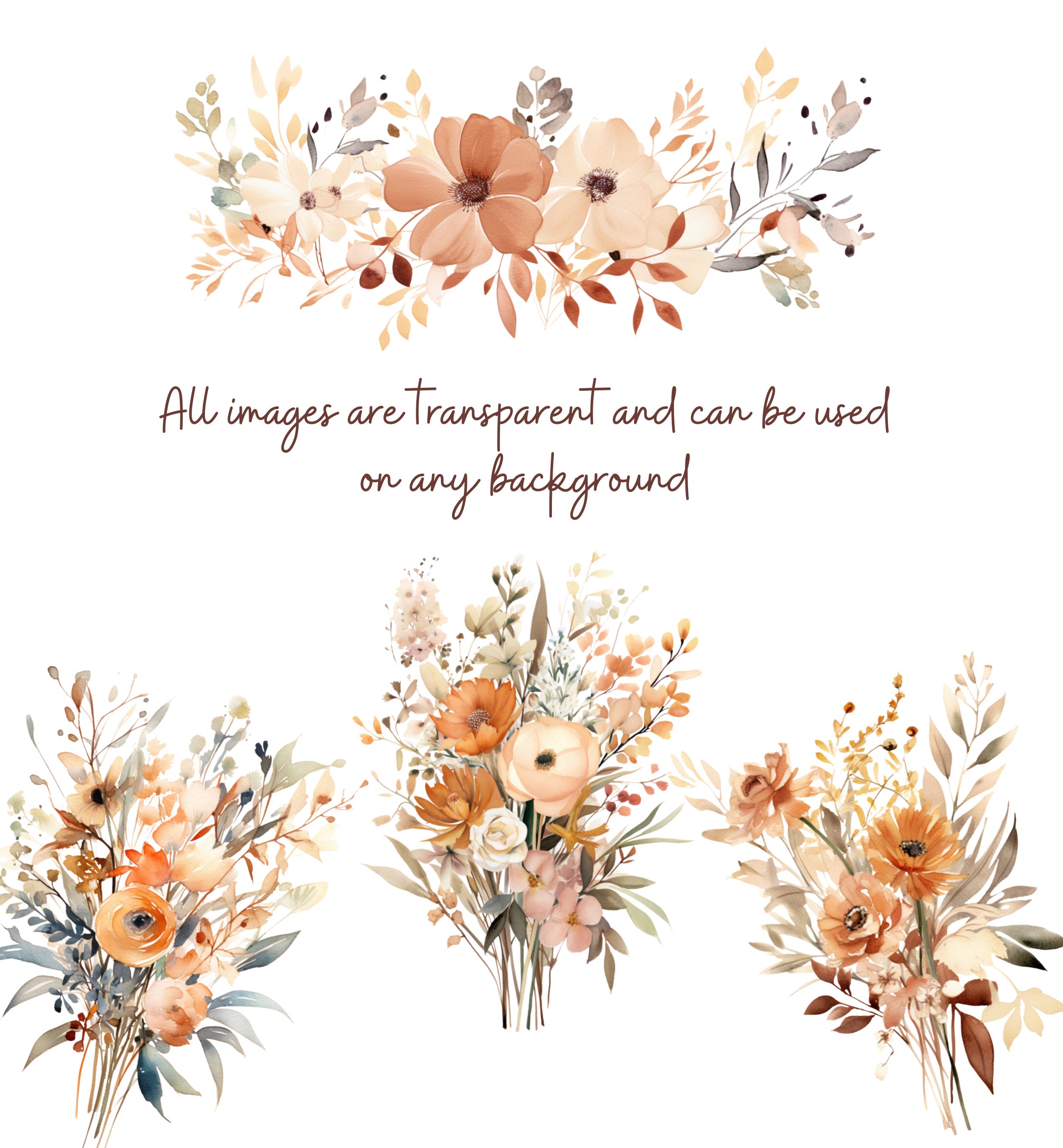 Fall Floral Clipart, Terracotta Flowers, Fall Floral Borders, Clipart ...
