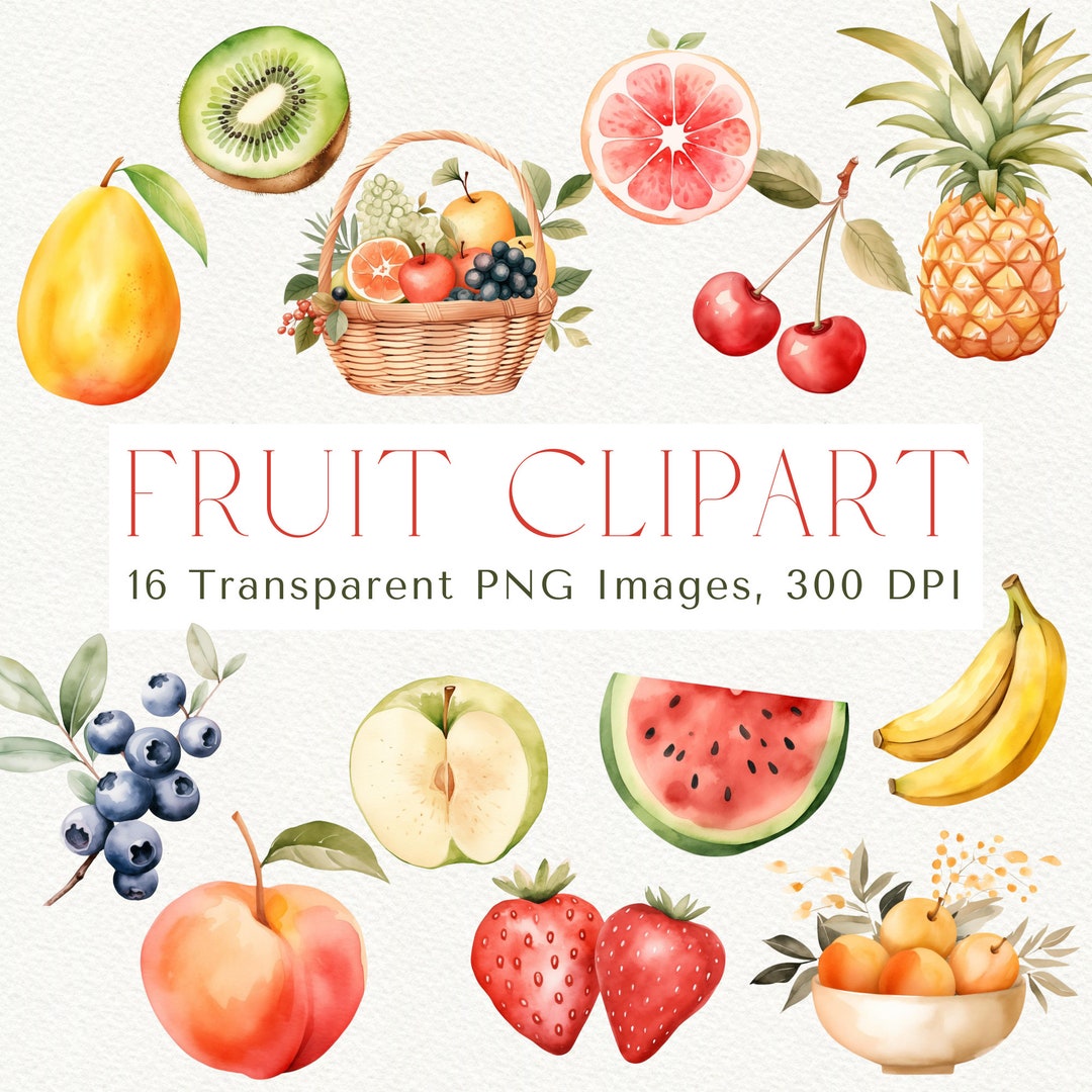 Cute Fruit Clipart, Food Clipart, Strawberry Clipart, Meal Prep Clipart ...