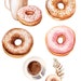 Watercolor Donut Clipart, Pastry Clipart, Dessert Clipart, Donut PNG ...