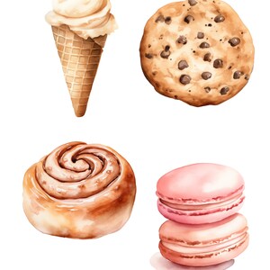 Watercolor Sweets Clipart: Dessert PNG Images (18 Transparent) - Etsy