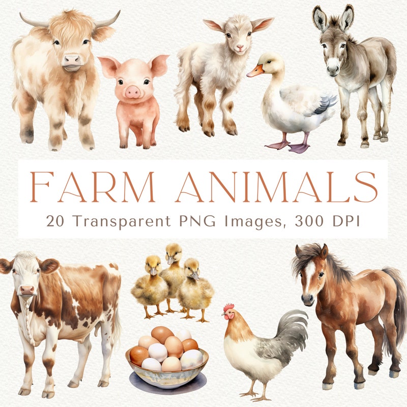 Farm Animal Clipart - Etsy